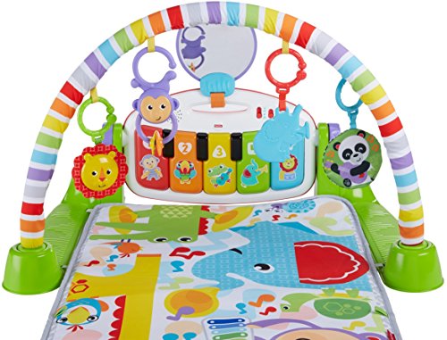 Fisher-Price Baby Playmat Deluxe Kick & Play Piano Gym & Maracas With Smart Stages Learning Content, 5 Linkable Toys & 2 Soft Rattles [Amazon Exclusive]