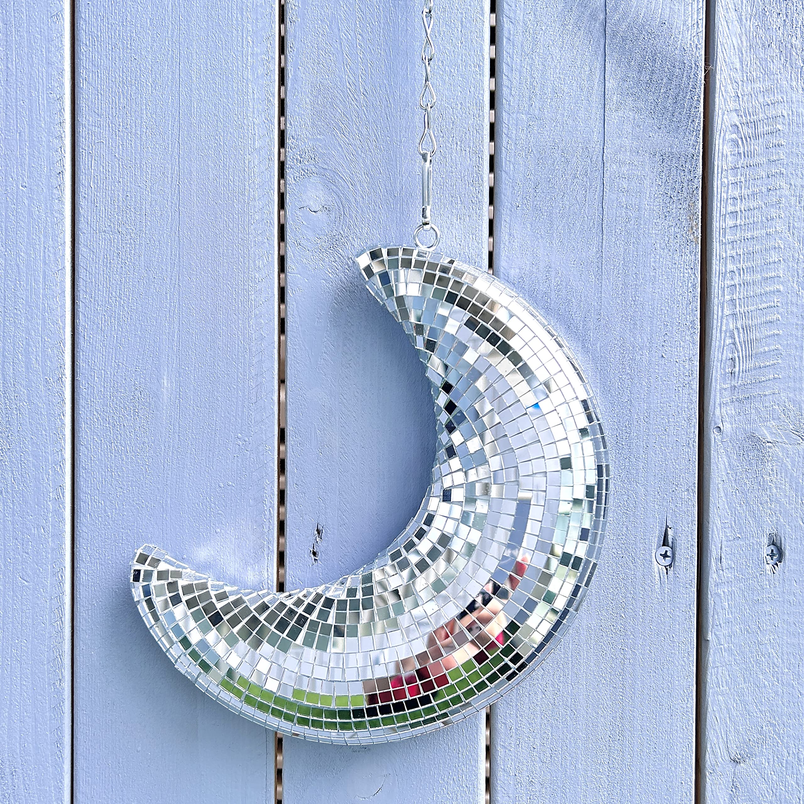 Valentines-Day Gift Disco Ball Moon-Shaped - Disco Balls Decor for Party,Room,Home,Bar,Hanging Disco Decor Retro-Reflective Disco Ball Lights Funky Home Decor(8 inch)