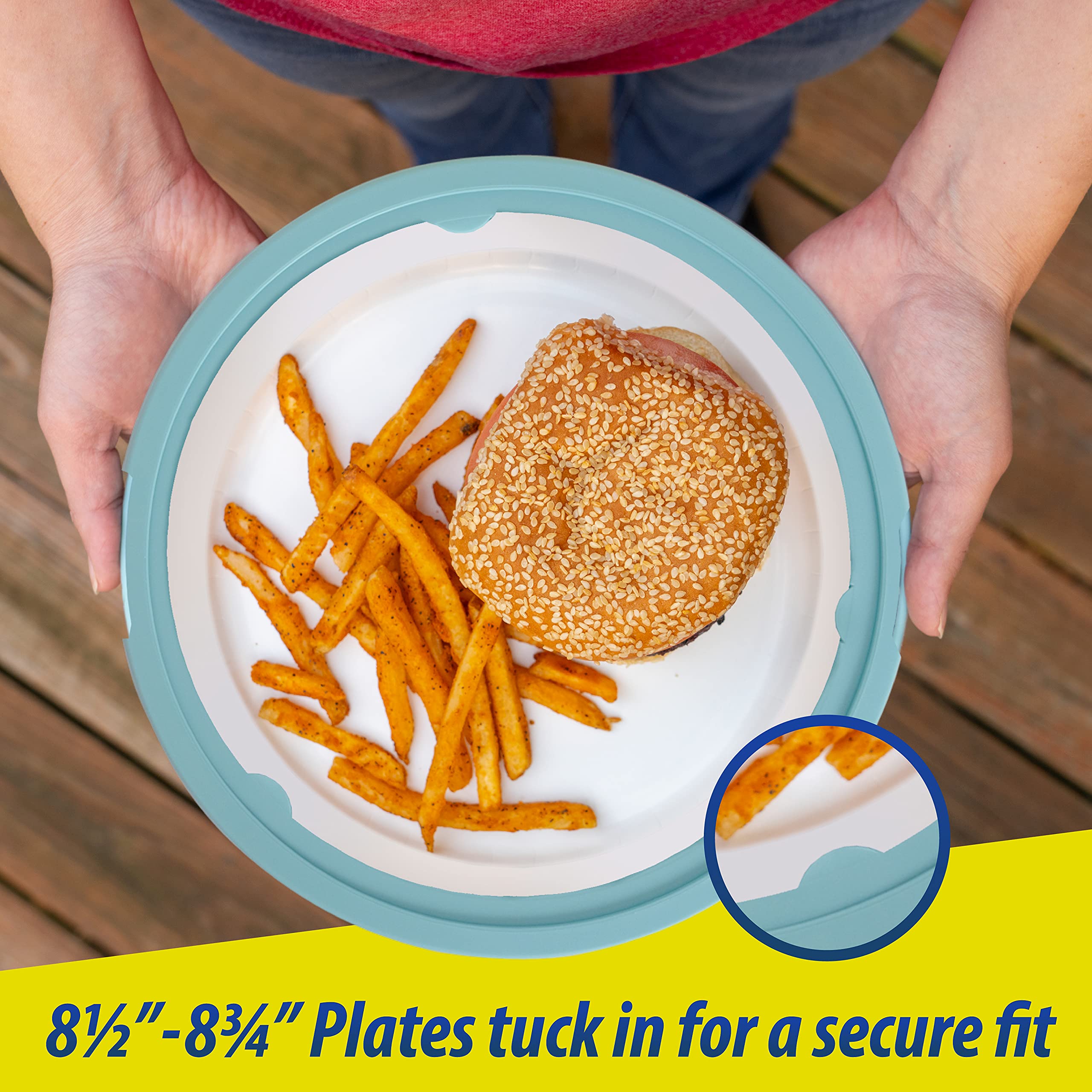 Besti Reusable Plastic Paper Plate Holders 10 Inch, 20 Piece Round Plastic Paper Plate Holder Set with Snap-In Grooves, Dishwasher Safe In Black Color