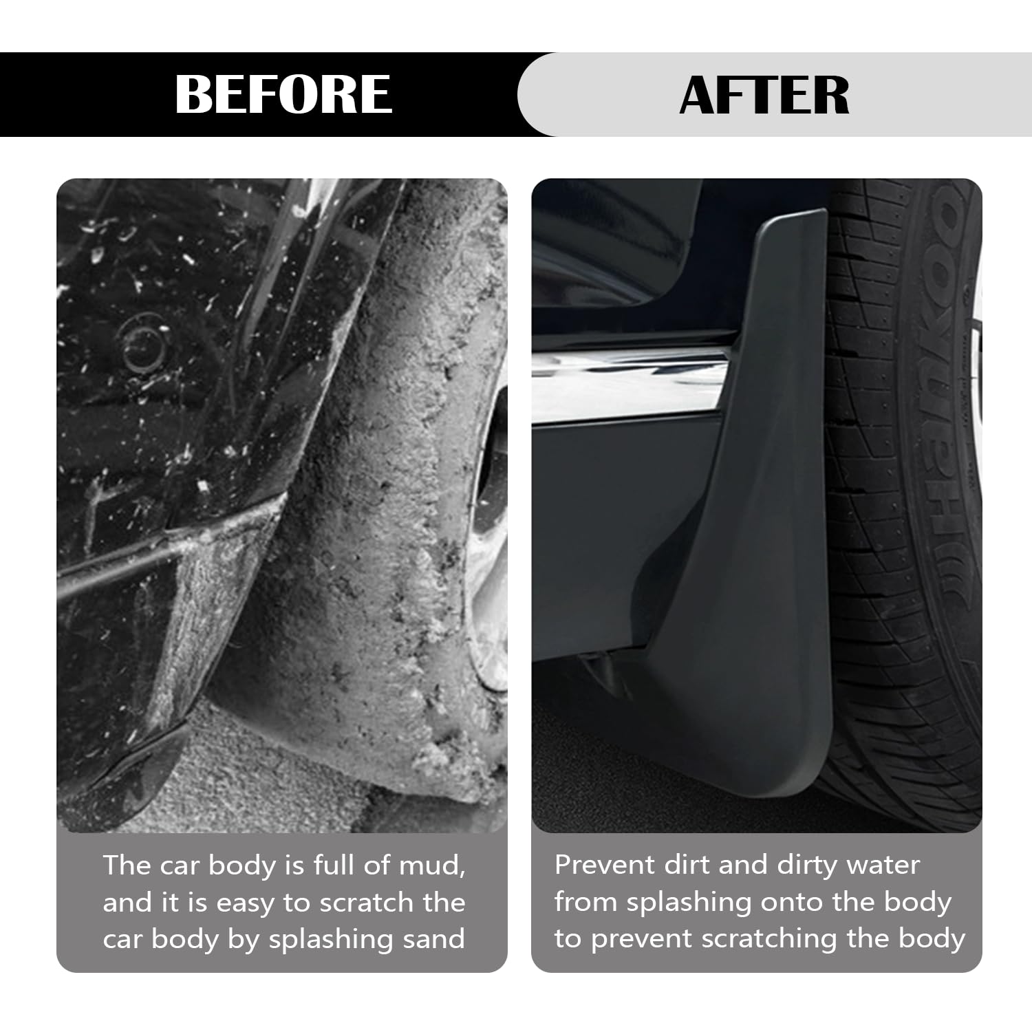 Salior 4PCS Car Mud Flaps,No Drilling Required Splash Guards Bendable Mud Guard for Car,Universal Mud Flaps for Trucks Protects Front & Rear Wheel Automotive Exterior Accessories