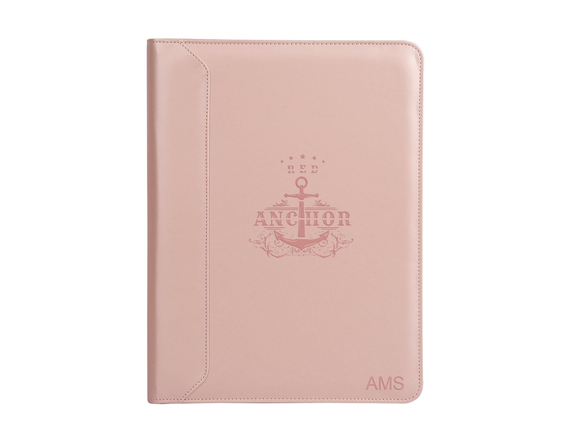 Free Engraved Name, Personalized Portfolio Binder for Women, PU Leather 3 Ring Binder Padfolio Organizer, Business Resume Zippered Portfolio with A4 Writing Pad, Corporate Gift, Customized, Pink