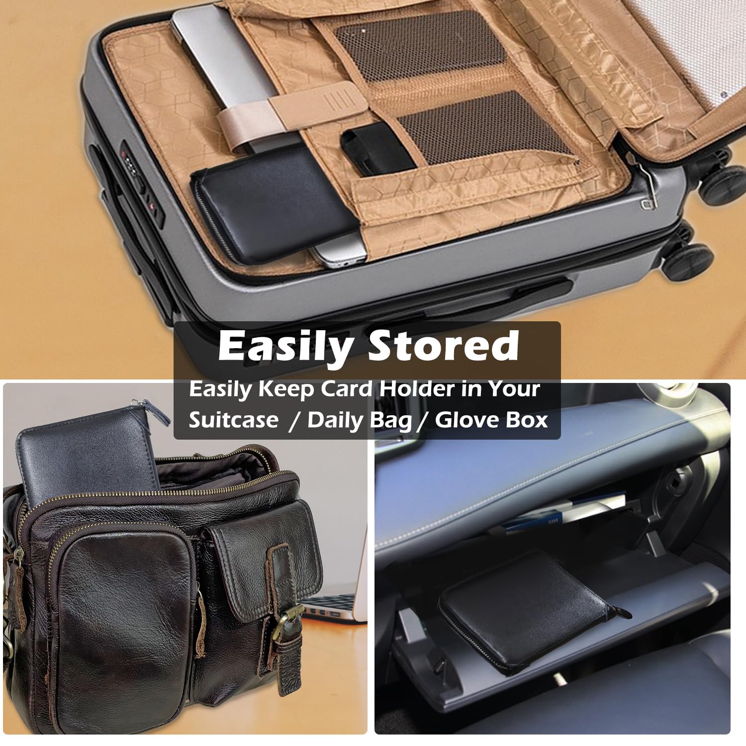 Large Credit Card Holder Wallet Genuine Leather Passport Holder 42 Card Slots (Black)