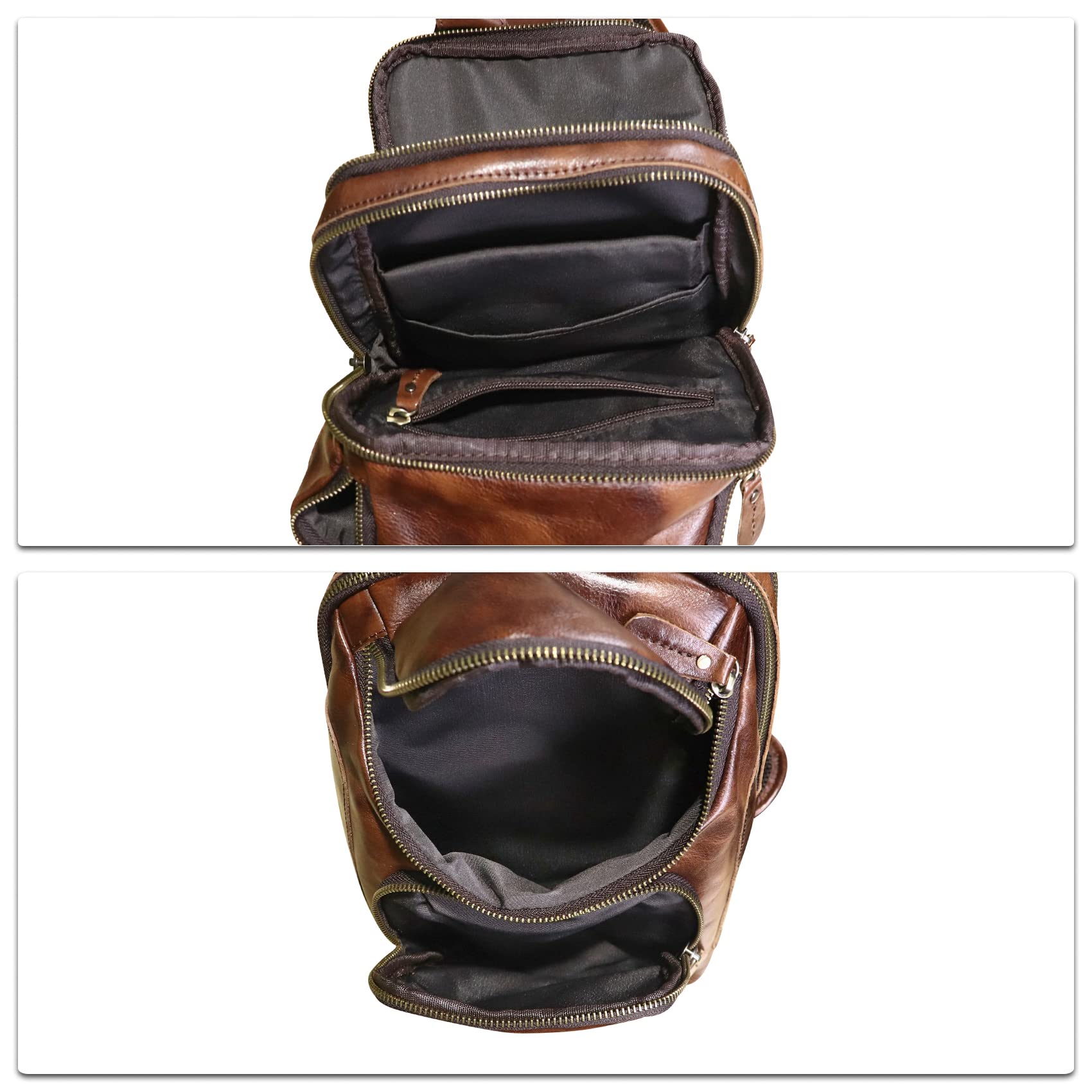 Genuine Leather Sling Bags Hiking Sling Backpacks Vintage Handmade Crossbody Chest Daypack Anti-theft Shoulder Satchel (Coffee)