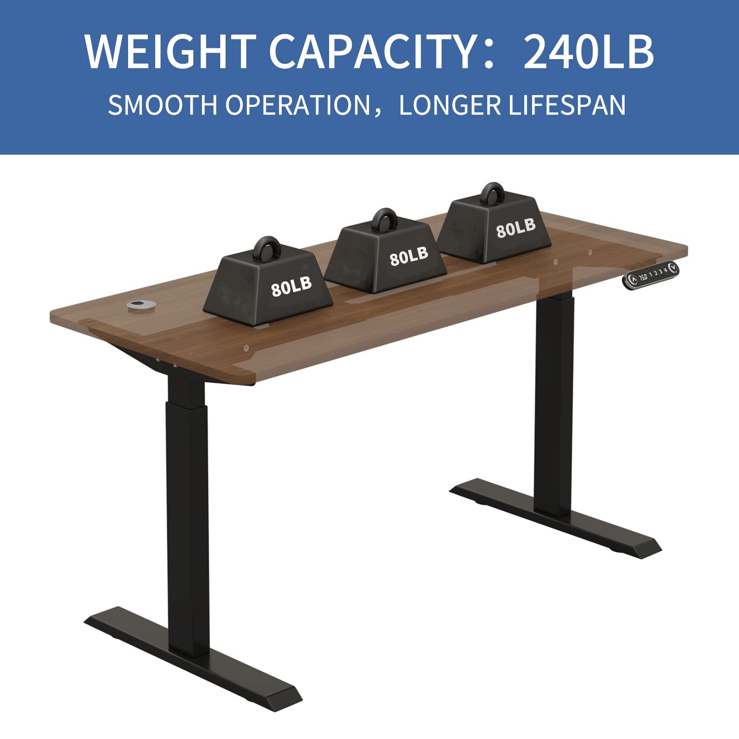 Jceet Dual Motor Electric Standing Desk - 63 x 30 Inch Adjustable Height Sit Stand Computer Desk with Splice Board, Stand Up Desk Table for Home Office, Rustic Brown Top(with Radian)