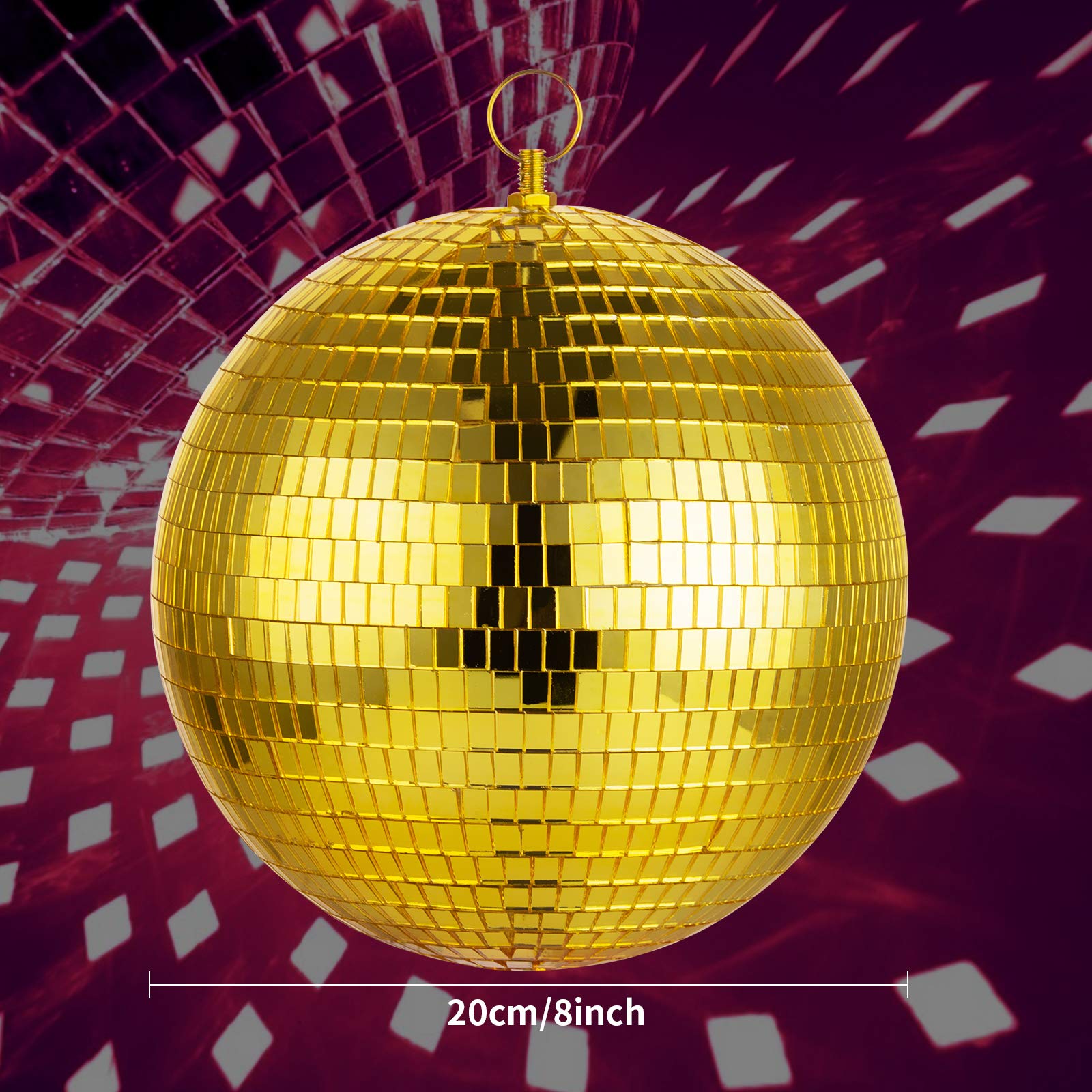 Disco Ball, LEEUEE Gold Mirror Ball Large Ceiling Hanging Disco Ball Lighting Party Decoration for Home Room Dance Parties Bar Pub Xmas Wedding Show Club (8 INCH)