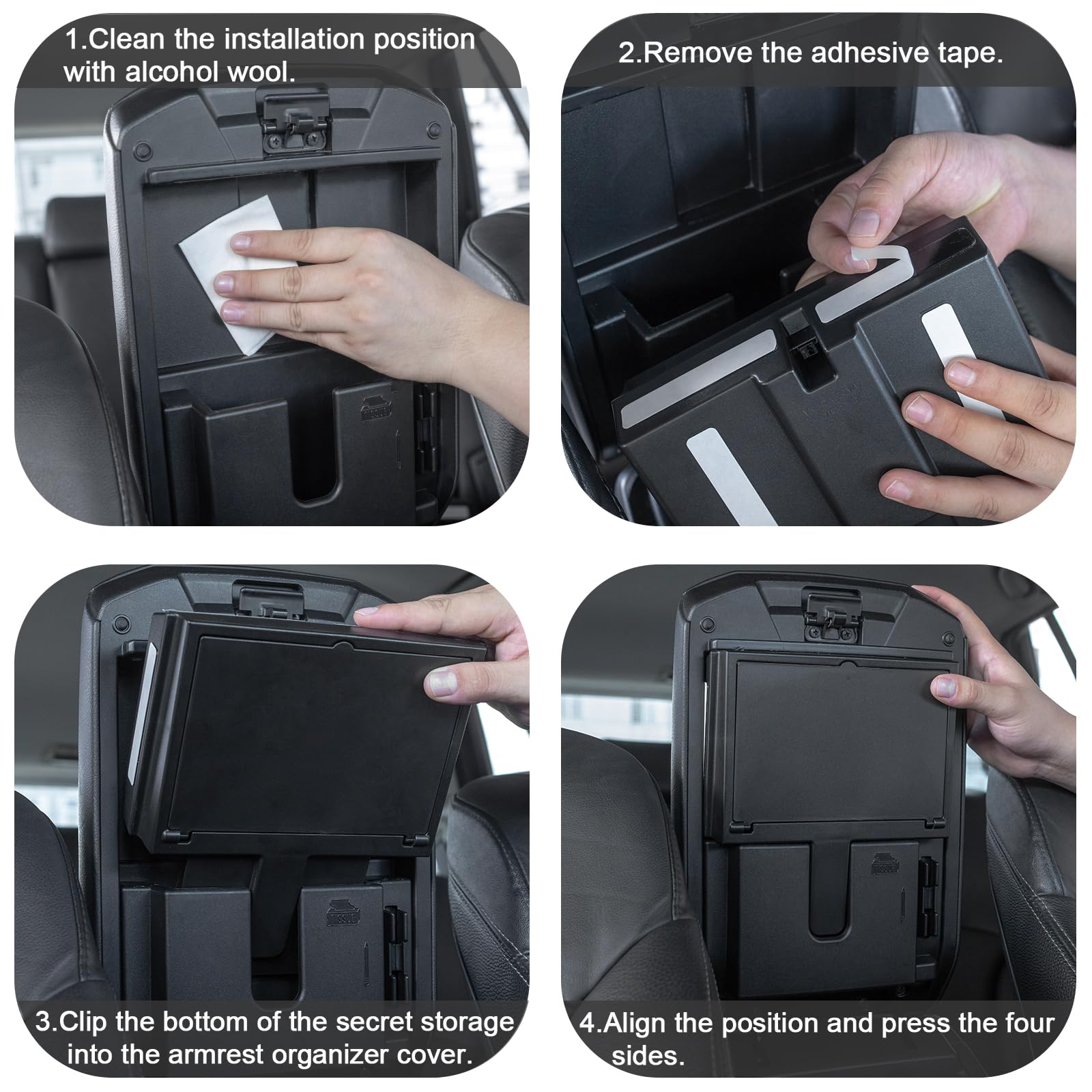 JDMCAR One-Touch Hidden Storage Box Compatible with Toyota 4Runner Accessories 2010-2023 2024 Center Console Organizer