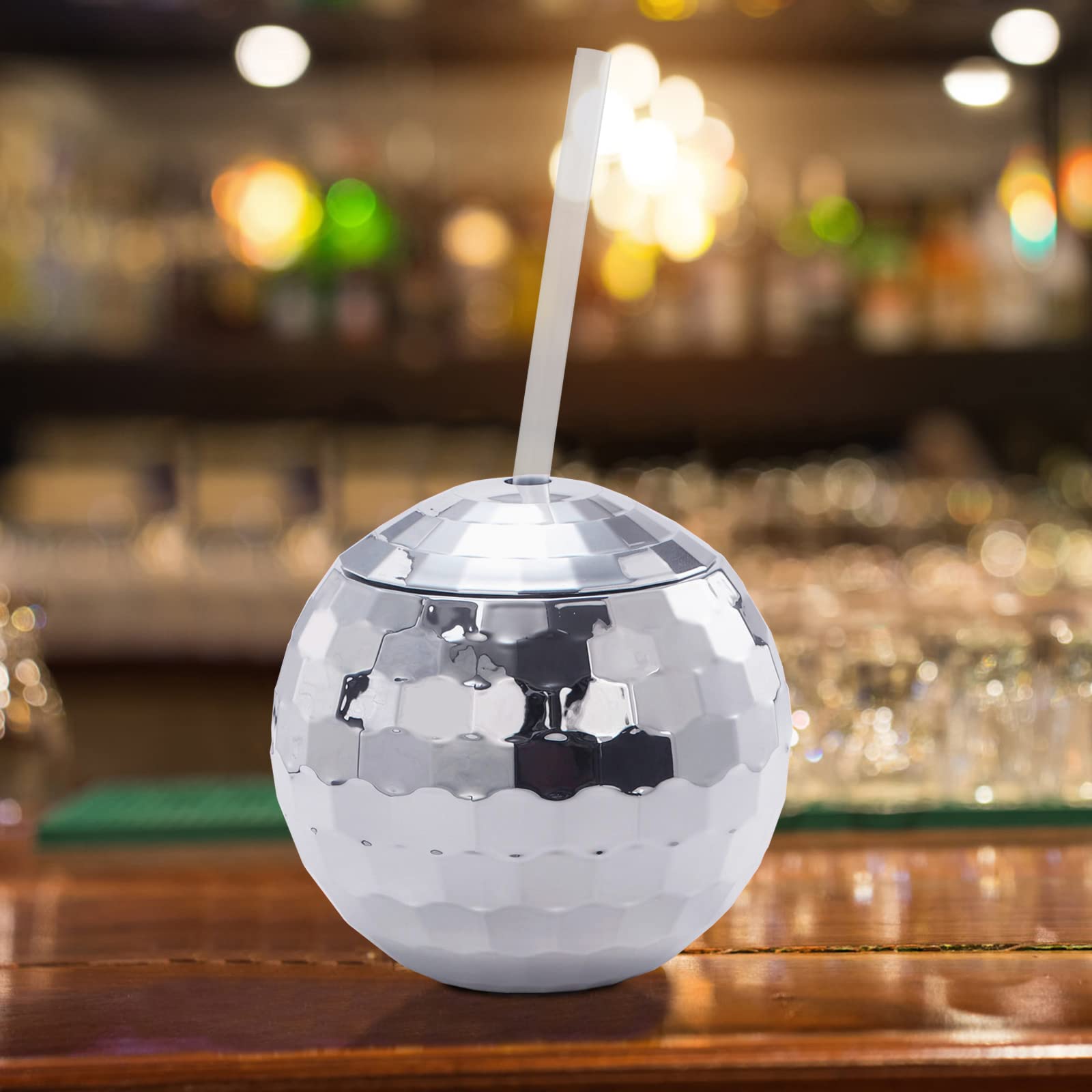 Nicunom 6 Pack Disco Ball Cups with Lids & Straws, 19 Oz Silver Disco Ball Tumbler 1970s Disco Flash Ball Cocktail Cup Sparkly Glitter Disco Bar Party Wine Drinking Tea Syrup Bottle