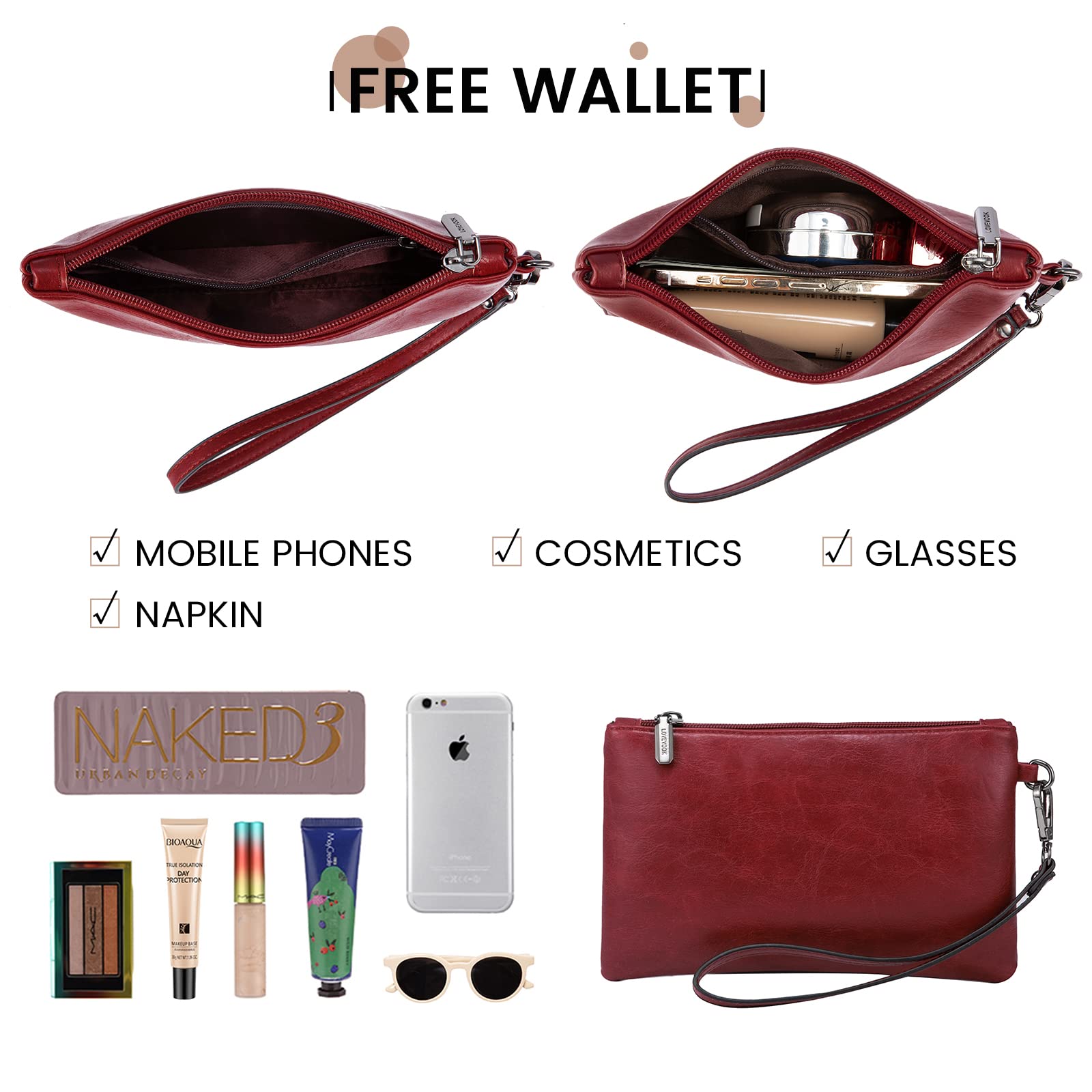 LOVEVOOK Vintage Leather Laptop Tote, 15.6 Inch Work Bag for Women, Large Capacity Business Handbag with 2PCs