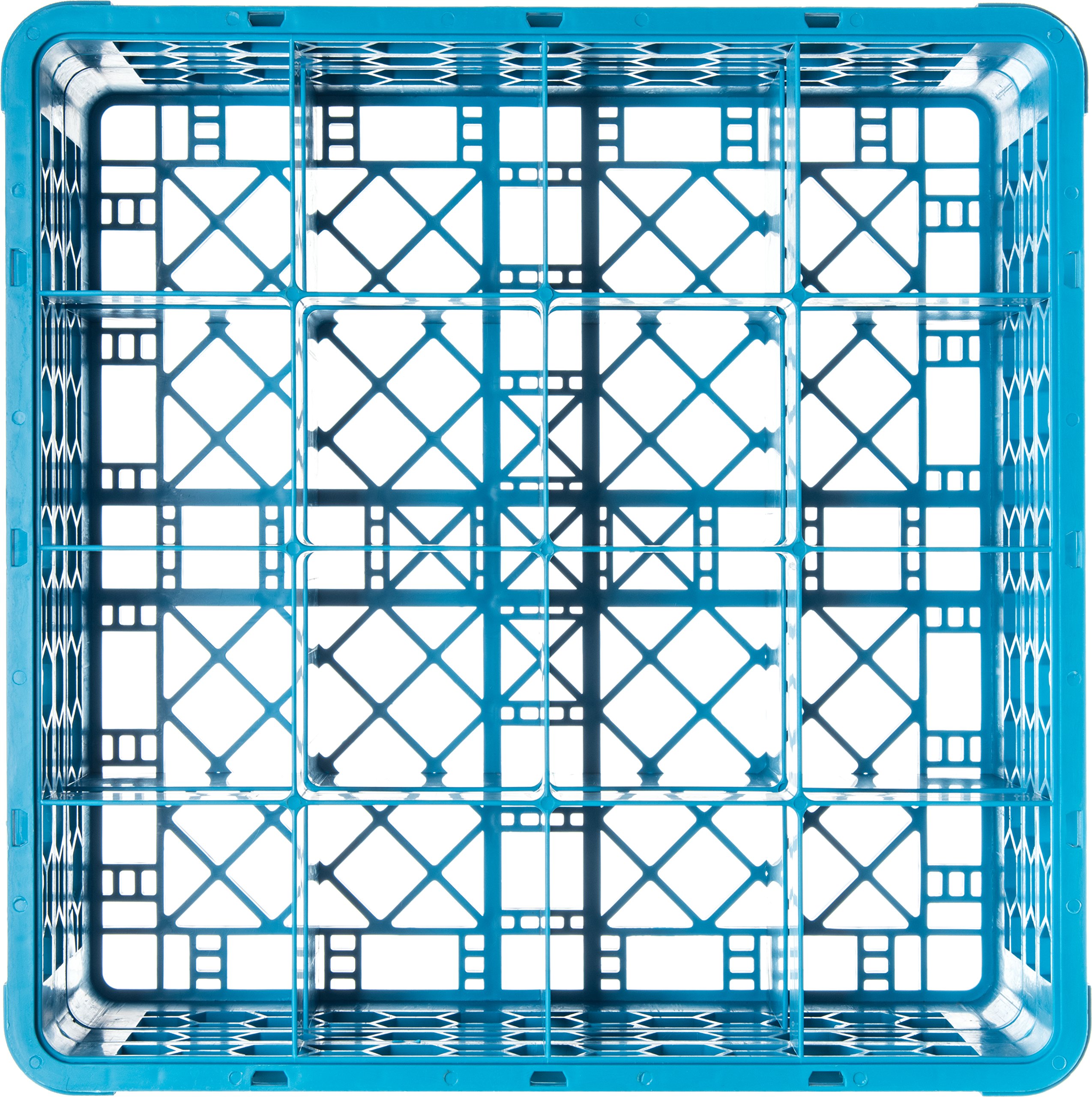 CFS RG16-214 OptiClean 16 Compartment Glass Rack with 2 Extenders, 4-7/16" Compartments, Blue (Pack of 3)