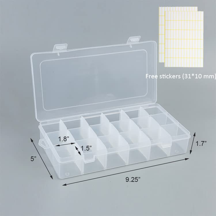 UHZBTEC 18 Grids Storage Containers/Jewelry Organizer Box with Removable Dividers for Bead Organizer (Free Letter Stickers)