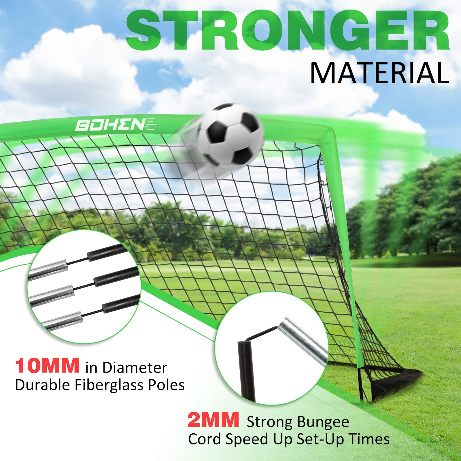 BOHEN Portable Soccer Goal for Kids - 6x4FT Foldable Soccer Net for Backyard Indoor Outdoor with Carrying Bag & Target Gate for Easy Storage and Transportation(6x4FT, 1 Piece, Green)
