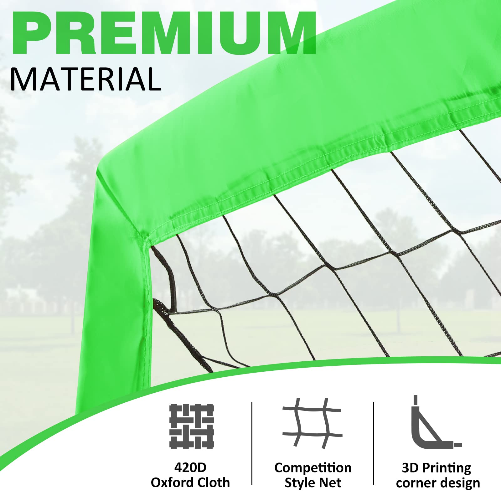 BOHEN Portable Soccer Goal for Kids - 6x4FT Foldable Soccer Net for Backyard Indoor Outdoor with Carrying Bag & Target Gate for Easy Storage and Transportation(6x4FT, 1 Piece, Green)