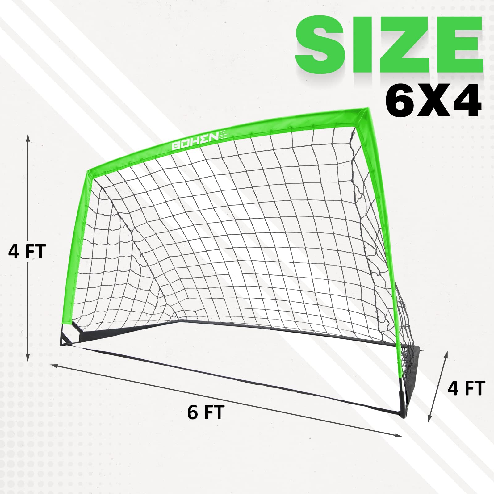 BOHEN Portable Soccer Goal for Kids - 6x4FT Foldable Soccer Net for Backyard Indoor Outdoor with Carrying Bag & Target Gate for Easy Storage and Transportation(6x4FT, 1 Piece, Green)
