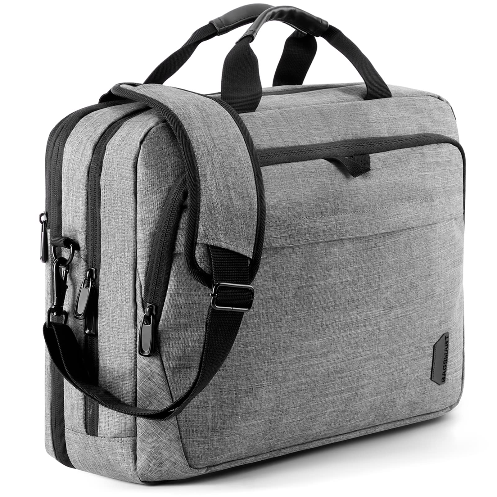 BAGSMART 17.3 Inch Laptop Bag, Expandable Computer Bag Laptop Briefcase Men Women,Laptop Shoulder Bag,Work Bag Business Travel Office, Grey