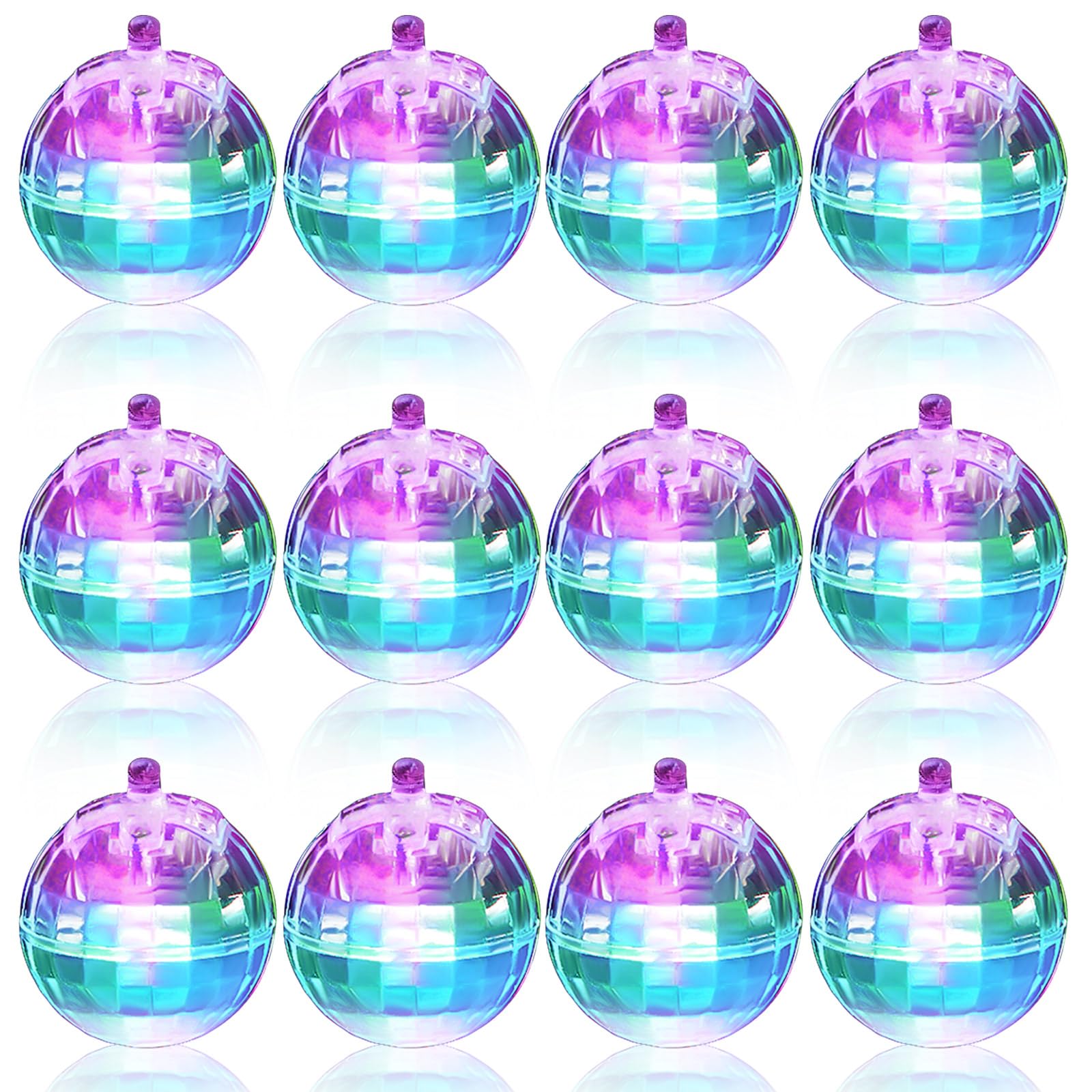Crowye 12 Pcs Mini Disco Balls Decorations Light up LED Disco Balls Hanging Ornaments 70s 80s Disco Themed Party Supplies Dance Music Neon Christmas Party Favors