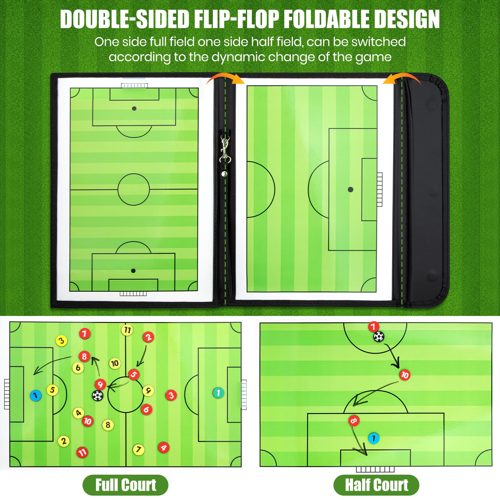 Soccer Coaching Board Soccer Coaches Clipboard Tactical Magnetic Board Kit with Dry Erase, Marker Pen and Zipper Bag (Football Board) (Soccer Coaching Board)