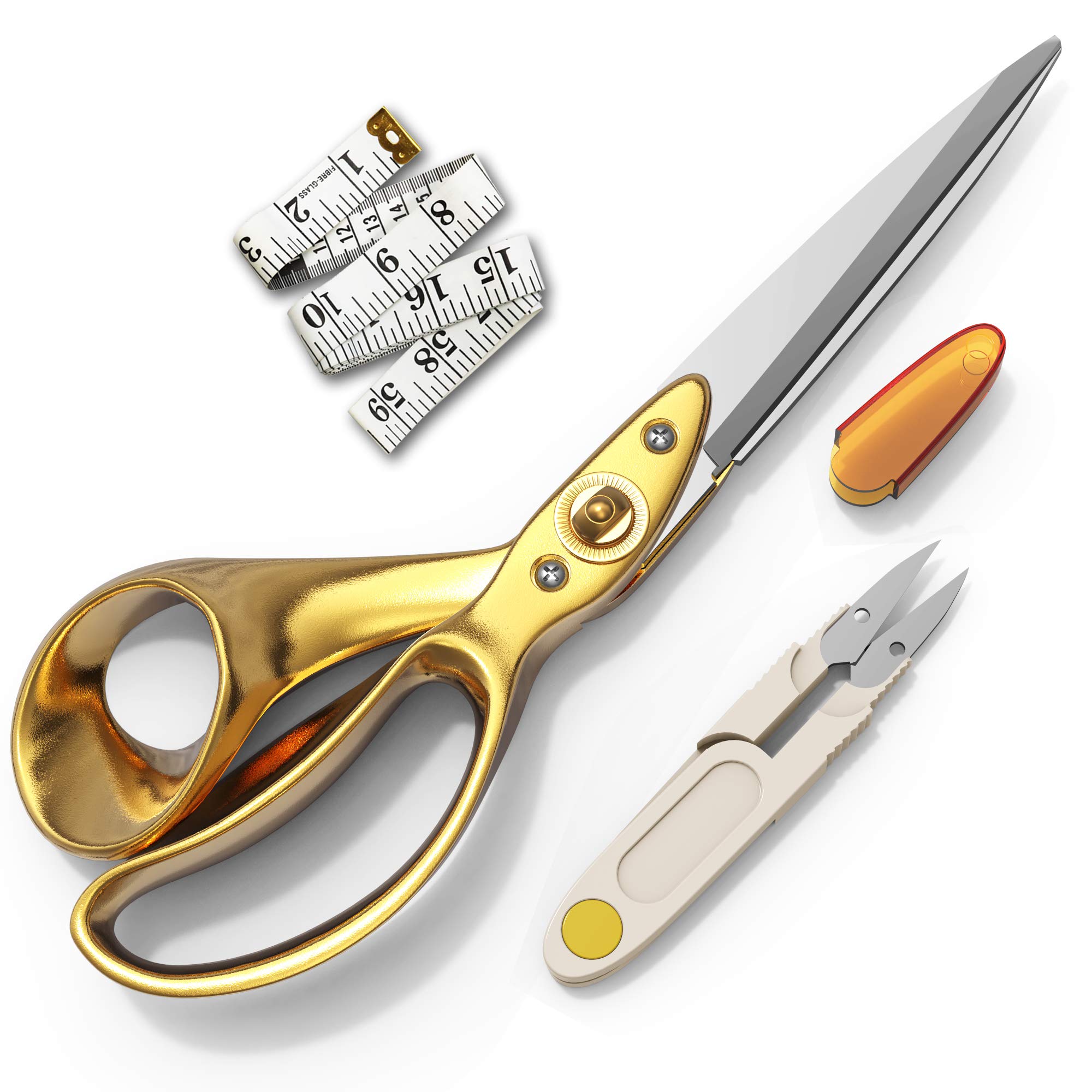Fabric Scissors, 10 Inch Sewing Scissors, Professional Leather Craft Tailor Scissors, Comfortable Golden Frosted Handles, Heavy Duty Scissors for Fabric Leather Cutting (Gold)