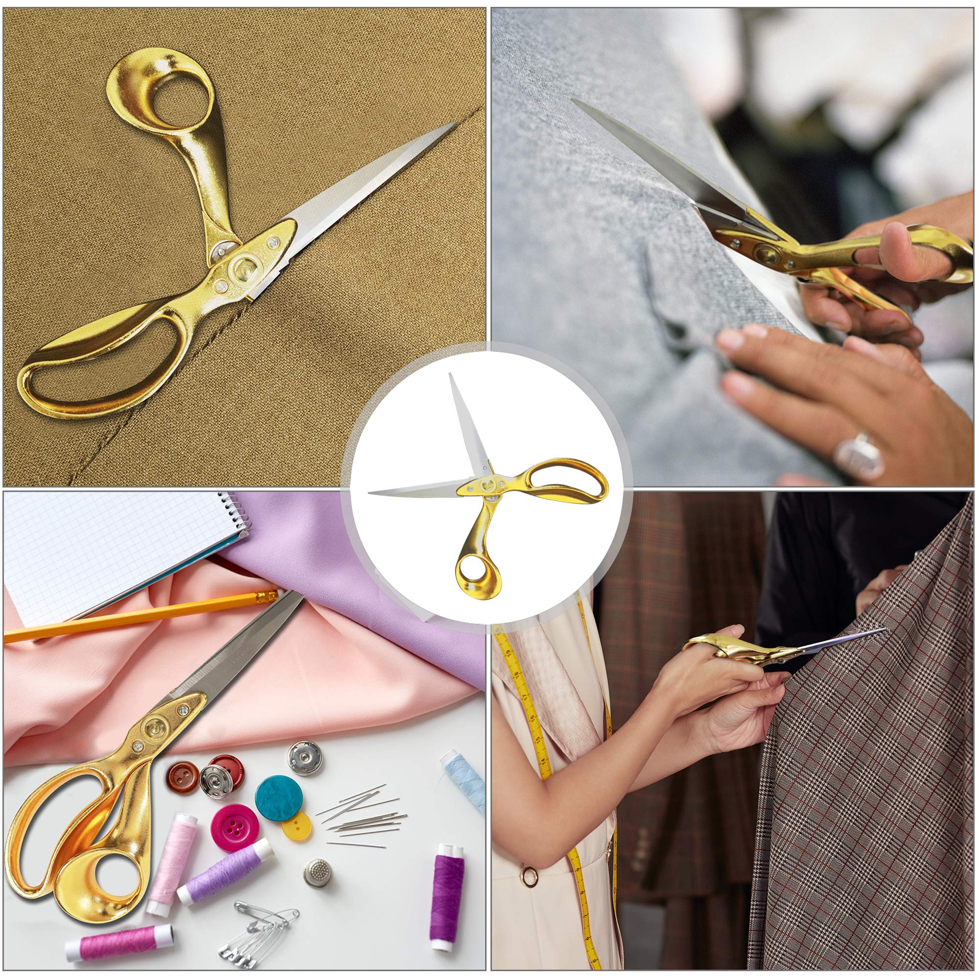 Fabric Scissors, 10 Inch Sewing Scissors, Professional Leather Craft Tailor Scissors, Comfortable Golden Frosted Handles, Heavy Duty Scissors for Fabric Leather Cutting (Gold)