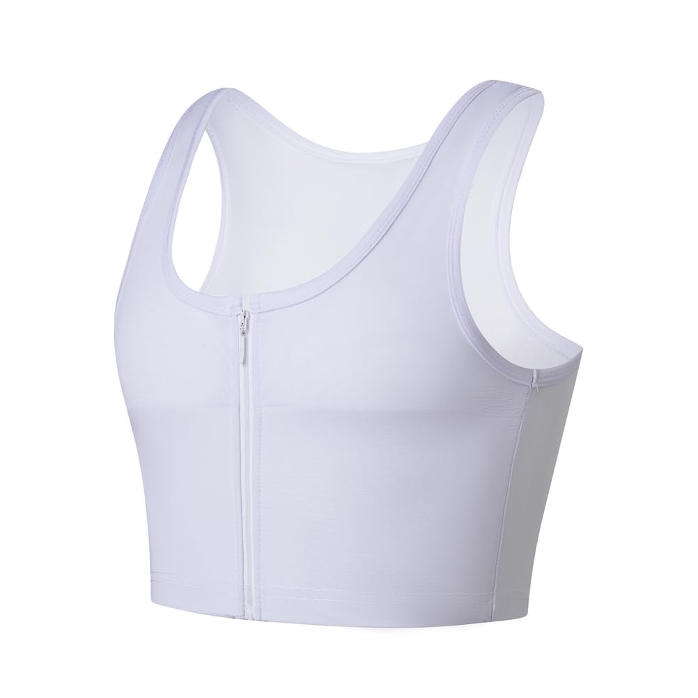 JARAZIN Chest Binder Transgender Binder Trans FTM Tomboy Zipper Breast Binder Bras Tank Top for Women (Small, White)