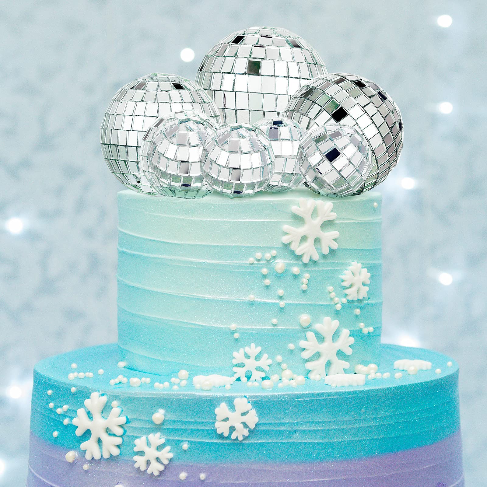 11 Pcs Disco Balls Cake Toppers Birthday Party Decorations Small Disco Ball Table Centerpiece Decor for 70s Themed Dance Party Supplies (Silver)