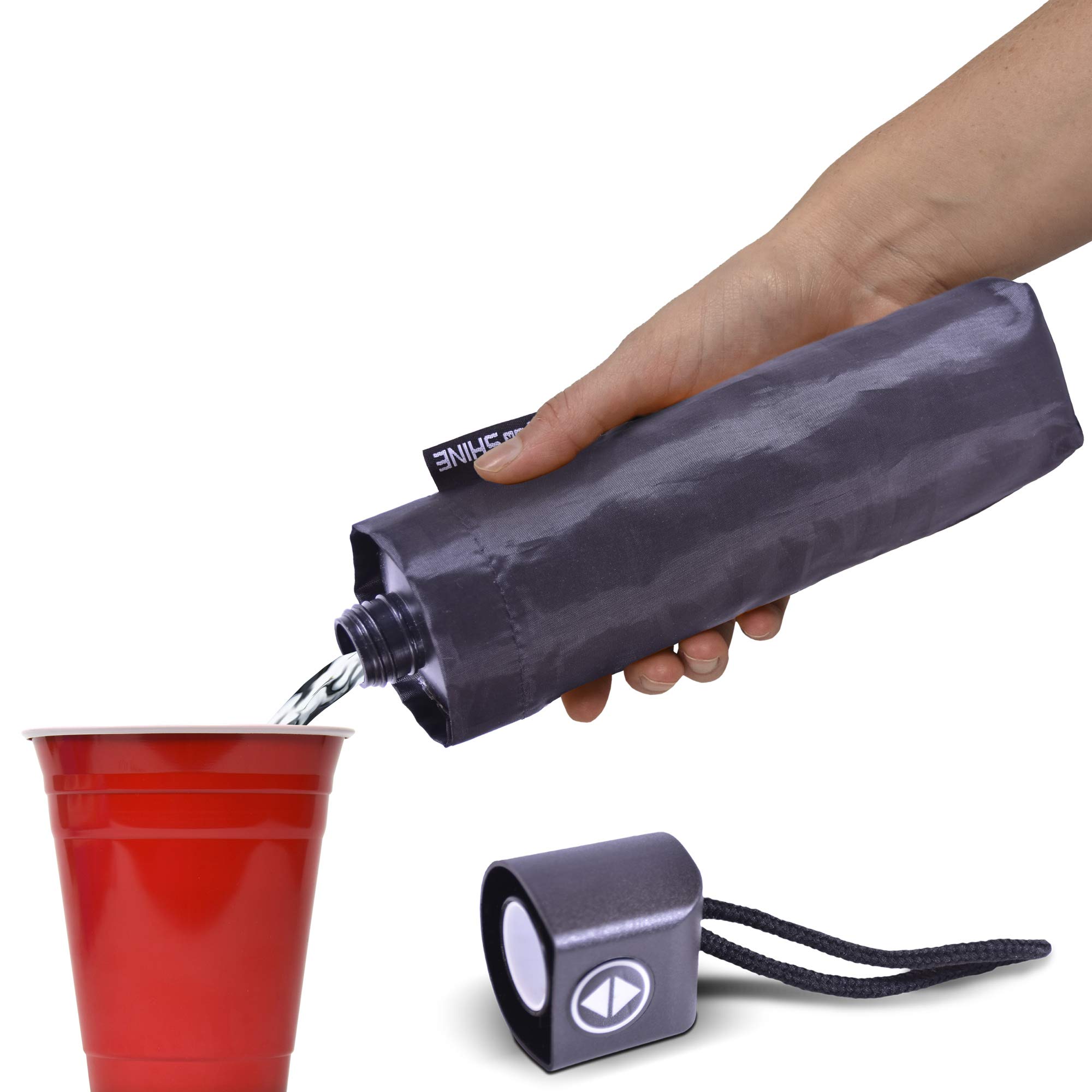GoPong Rain or Shine Umbrella Flask 2 Pack - Hidden Alcohol Booze Bottles, Includes Funnel and Liquor Bottle Pour Spout