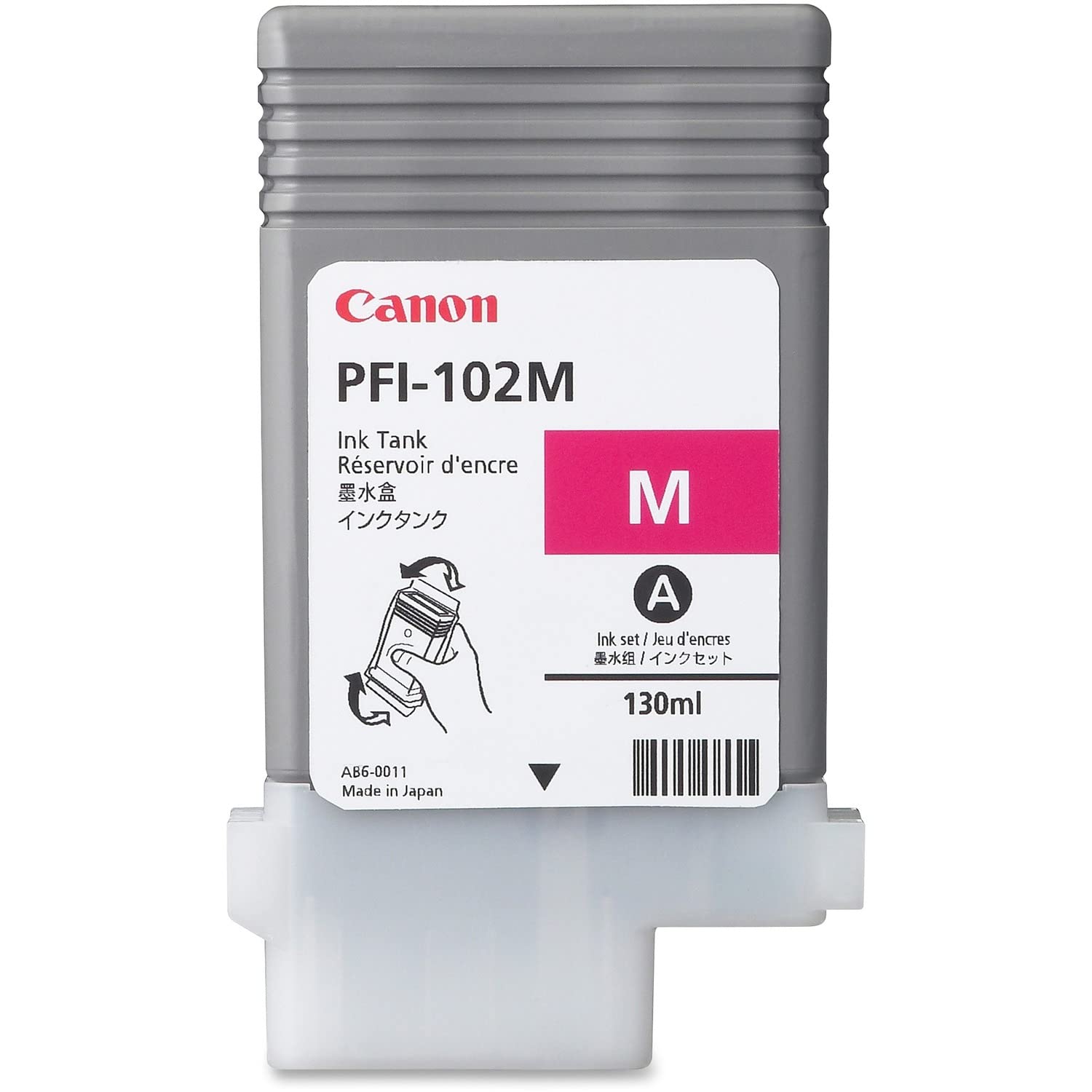 Canon PFI-102M 0897B001AA IPF500 IPF600 IPF700 Ink Tank (Magenta) in Retail Packaging