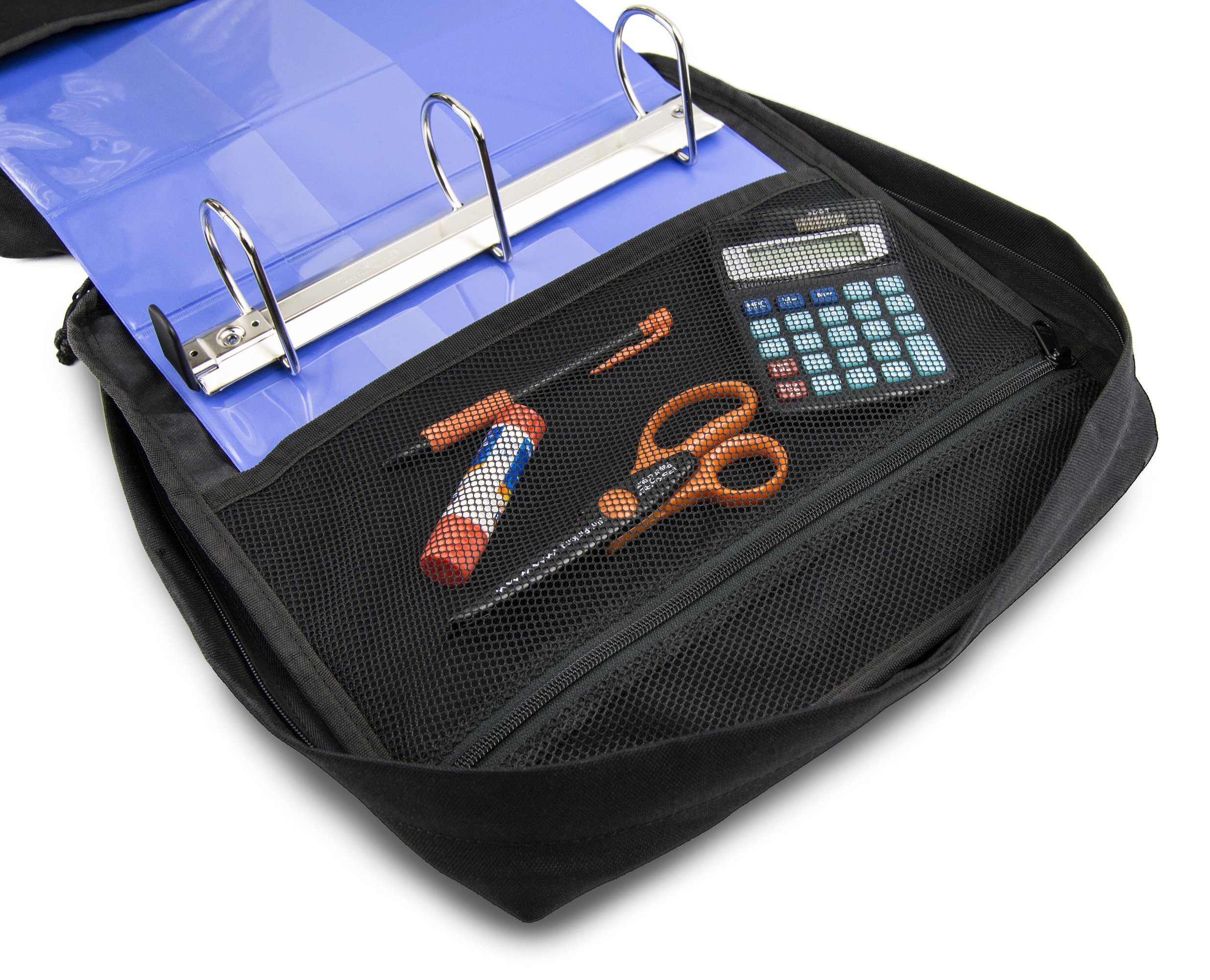 BinderBag Messenger Zippered 3-Ring Binder Bag (Blue)