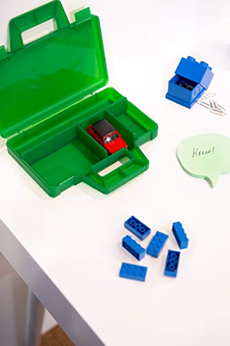 Room Copenhagen, Lego Sorting Box to-Go - Travel Case with Organizing Dividers - 3 Pack, Red/Blue/Green