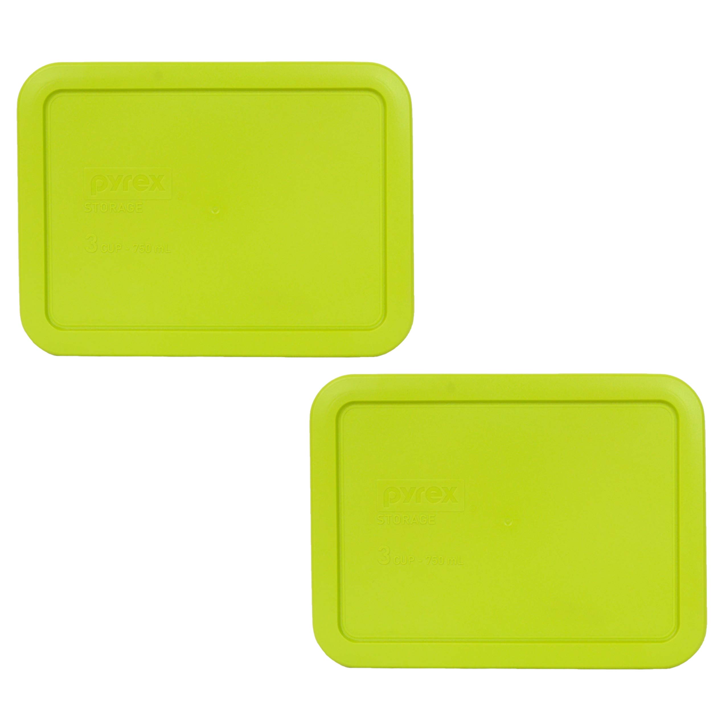 Pyrex Bundle - 2 Items: 7210-PC 3-Cup Edamame Green Rectangle Plastic Food Storage Lids