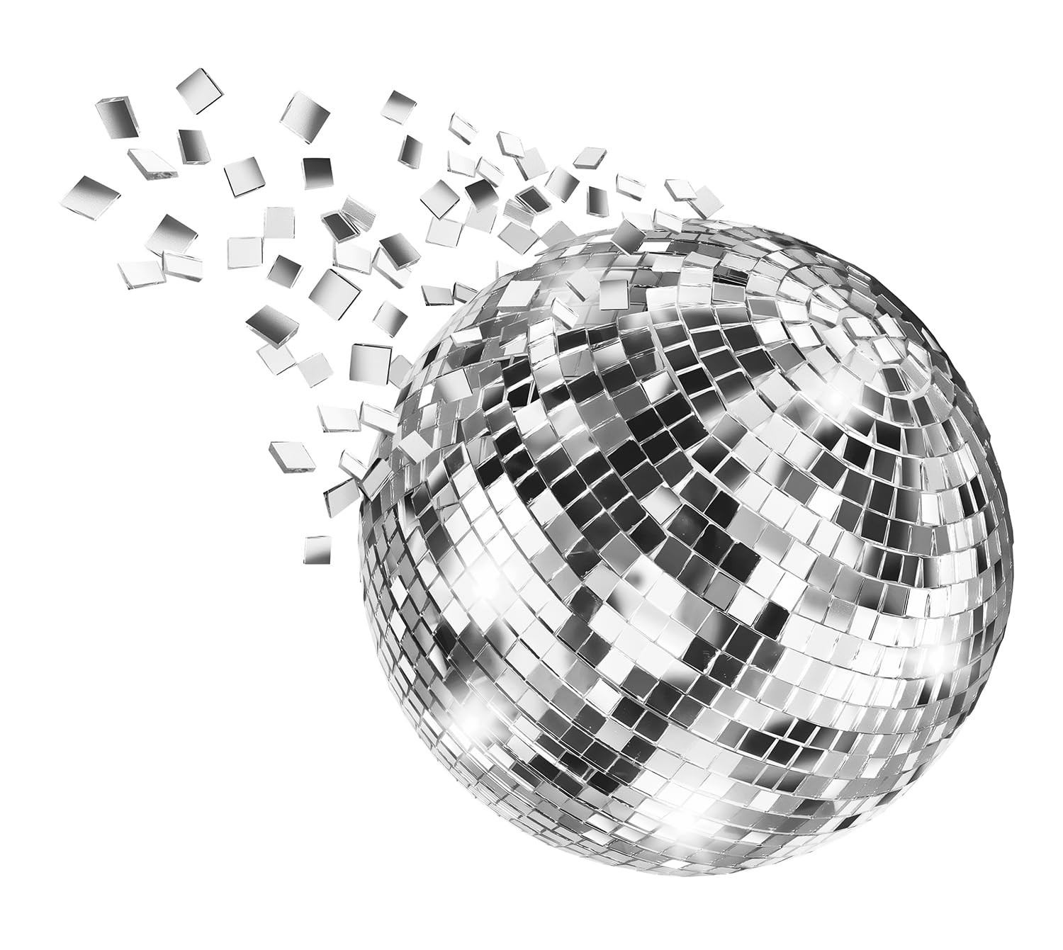 The Dreidel Company Mirror Disco Ball 2" Inch Silver Hanging Ball with Attached String for Hanging, Reflects Light, Party Favor (Pack of 24)