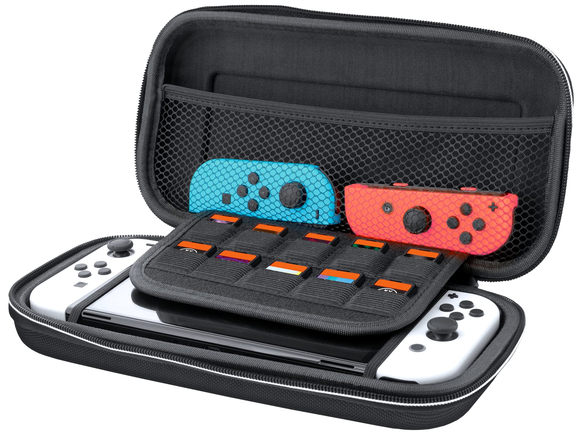 Gamers Kit for Nintendo Switch OLED: Wired Gaming Headset with 50mm Drivers, (2)Screen Protectors, Ergonomic Grip, Switch OLED Travel Case, Joy-Con Grips, and Car Charger
