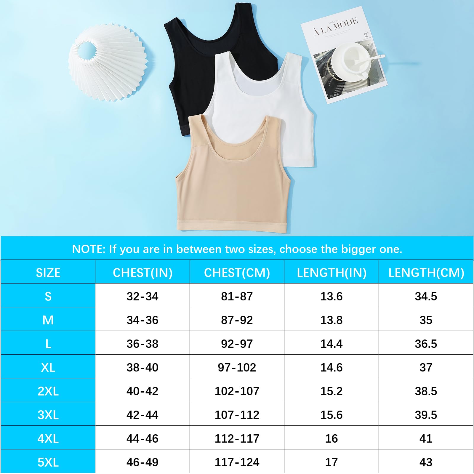 GCTBL Half Chest Binder for Transgender FTM Pullover Slim Fit Summer Tank Top (B, M)
