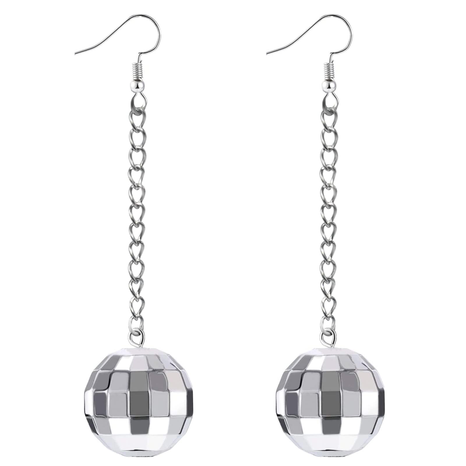 Disco Ball Earrings,Disco Ball Earrings for Women,60's or 70's Disco Ball Earrings for Women,Silver Mirror Ball Earrings,Dance Party Costume Accessories
