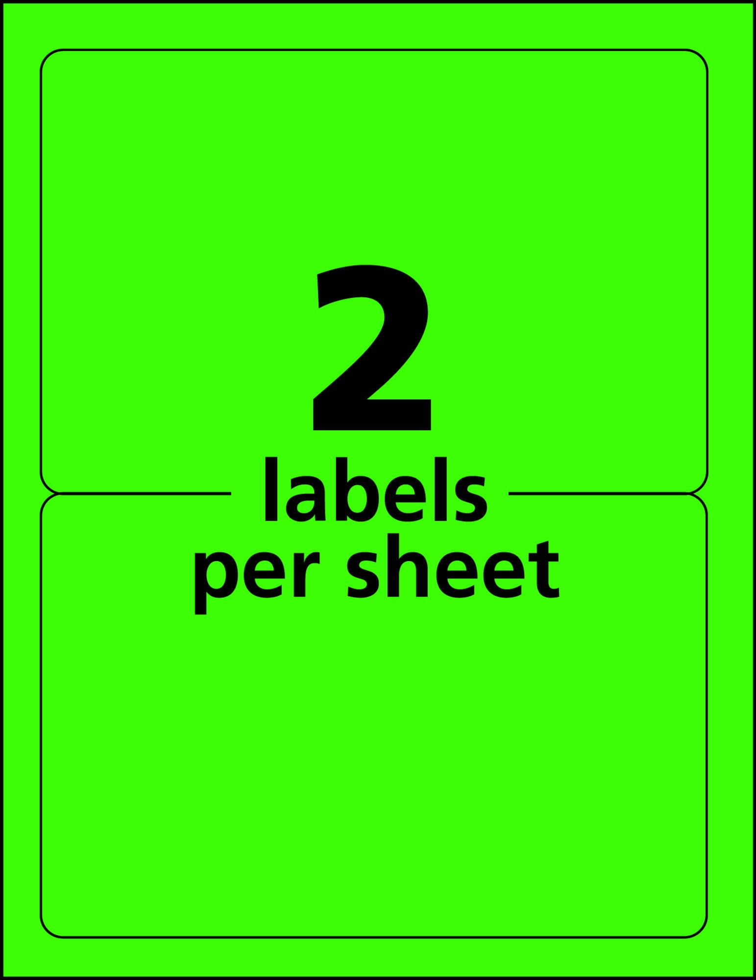 Avery Neon Shipping Labels for Laser Printers, 5-1/2" x 8-1/2", 200 Green Labels (5952)