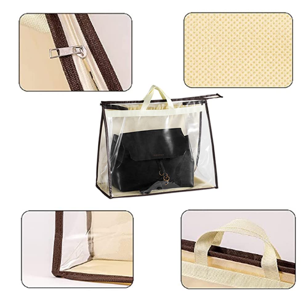 8 Pack Clear Handbag Organizer Purse Storage For Closet, 4 Sizes Transparent Zipper Hanging Anti-Dust Bag for Handbags