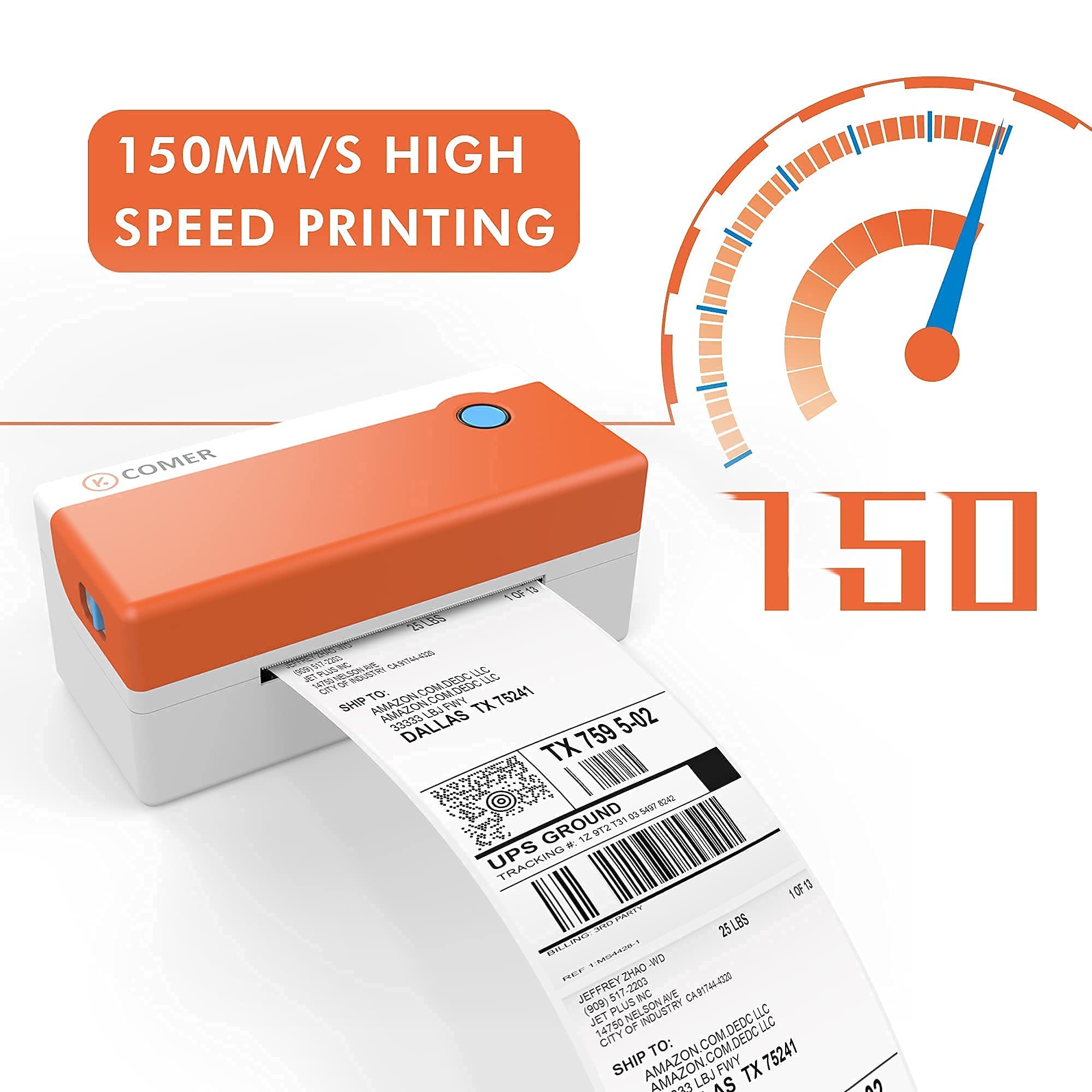 K COMER Shipping Label Printers High Speed 4x6 Commercial Direct Thermal Printer Labels Maker Machine for Shipment Package, Compatible with Amazon Ebay Shopify Etsy UPS on Windows/Mac/Linux