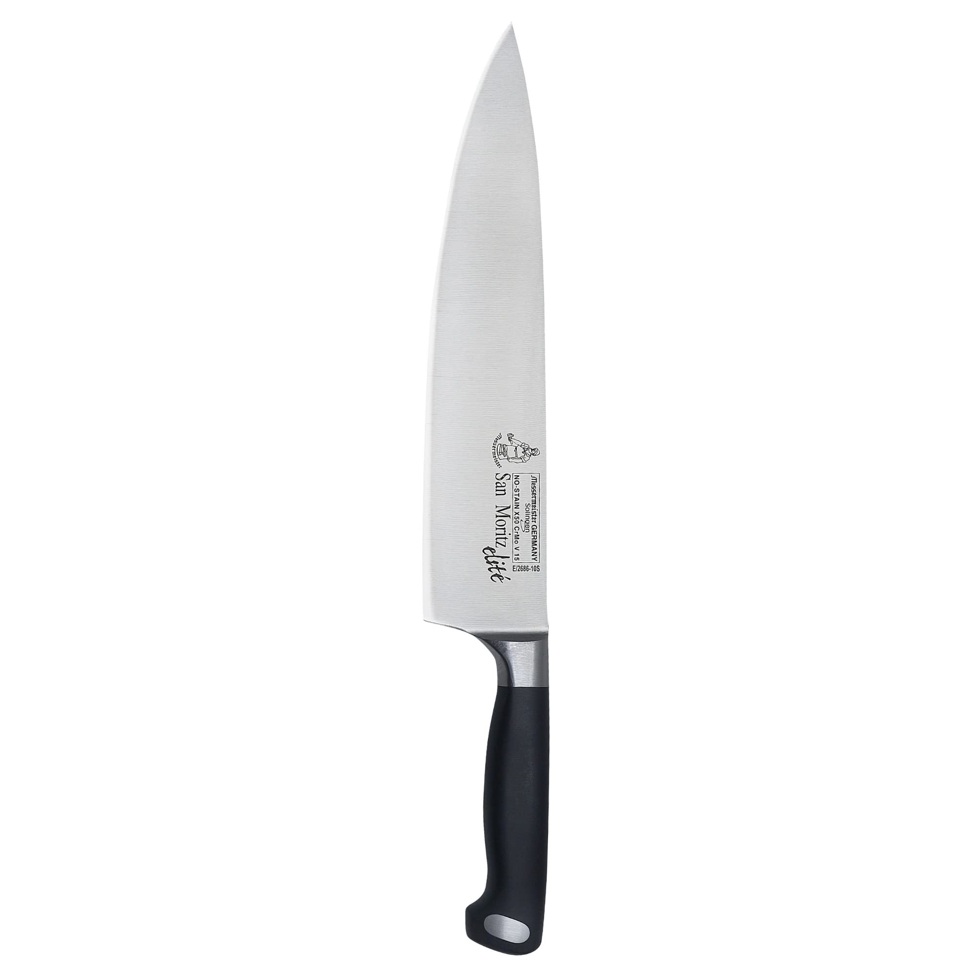 Messermeister San Moritz Elite 8” Stealth Chef’s Knife - Fine German Steel Alloy Blade - Rust Resistant & Easy to Maintain