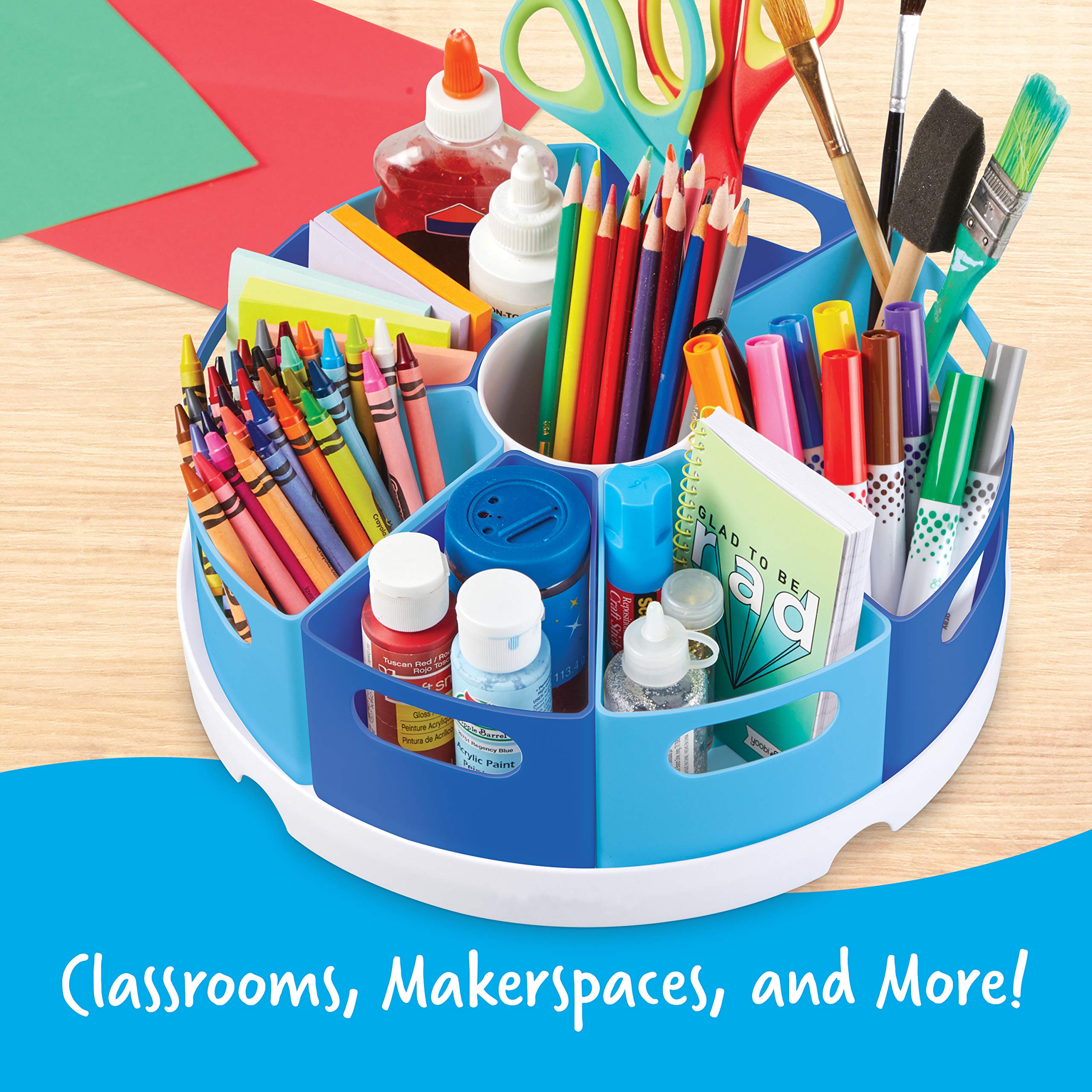 Learning Resources Create-a-Space Storage Center - Blue, Homeschool Storage, Fits 3oz Hand Sanitizer Bottles, Classroom Craft Keeper, 10 Piece Set