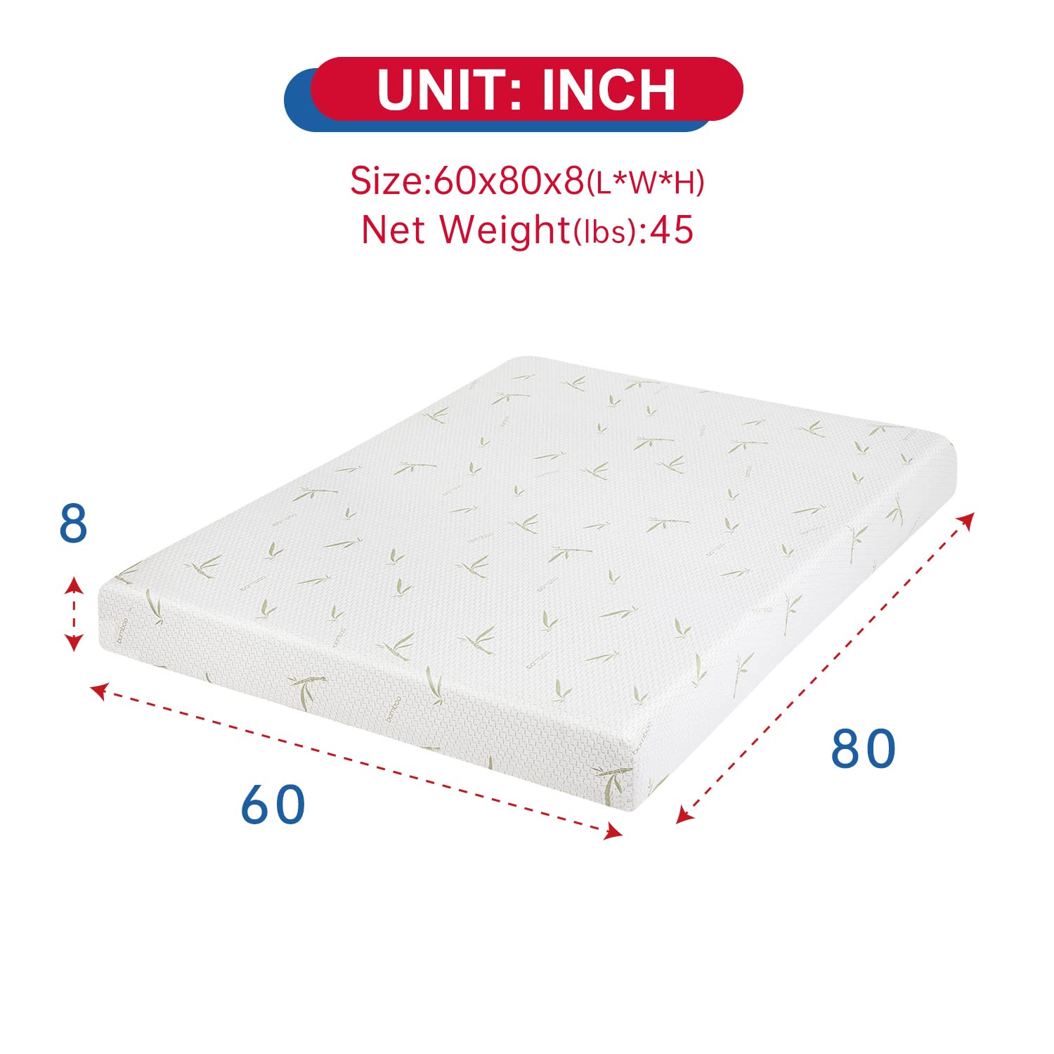 BestMassage 6/8/10 in Gel Memory Foam Mattress Mattresses for Cool Sleep & Pressure Relief,Medium Firm Mattresses CertiPUR-US Certified/Bed-in-a-Box (8 in, Queen)