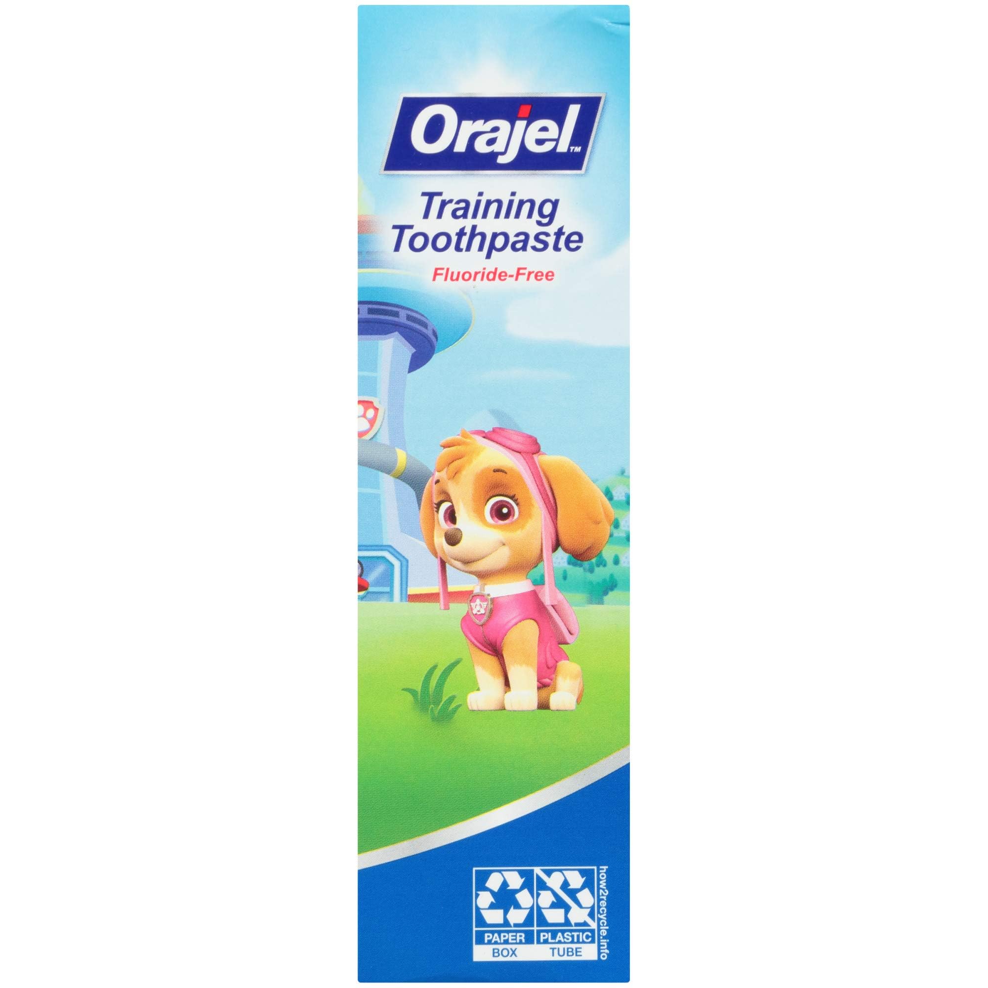Orajel Kids Paw Patrol Fluoride-Free Training Toothpaste, Natural Fruity Fun Flavor, #1 Pediatrician Recommended Fluoride-Free Toothpaste, 1.5oz Tube