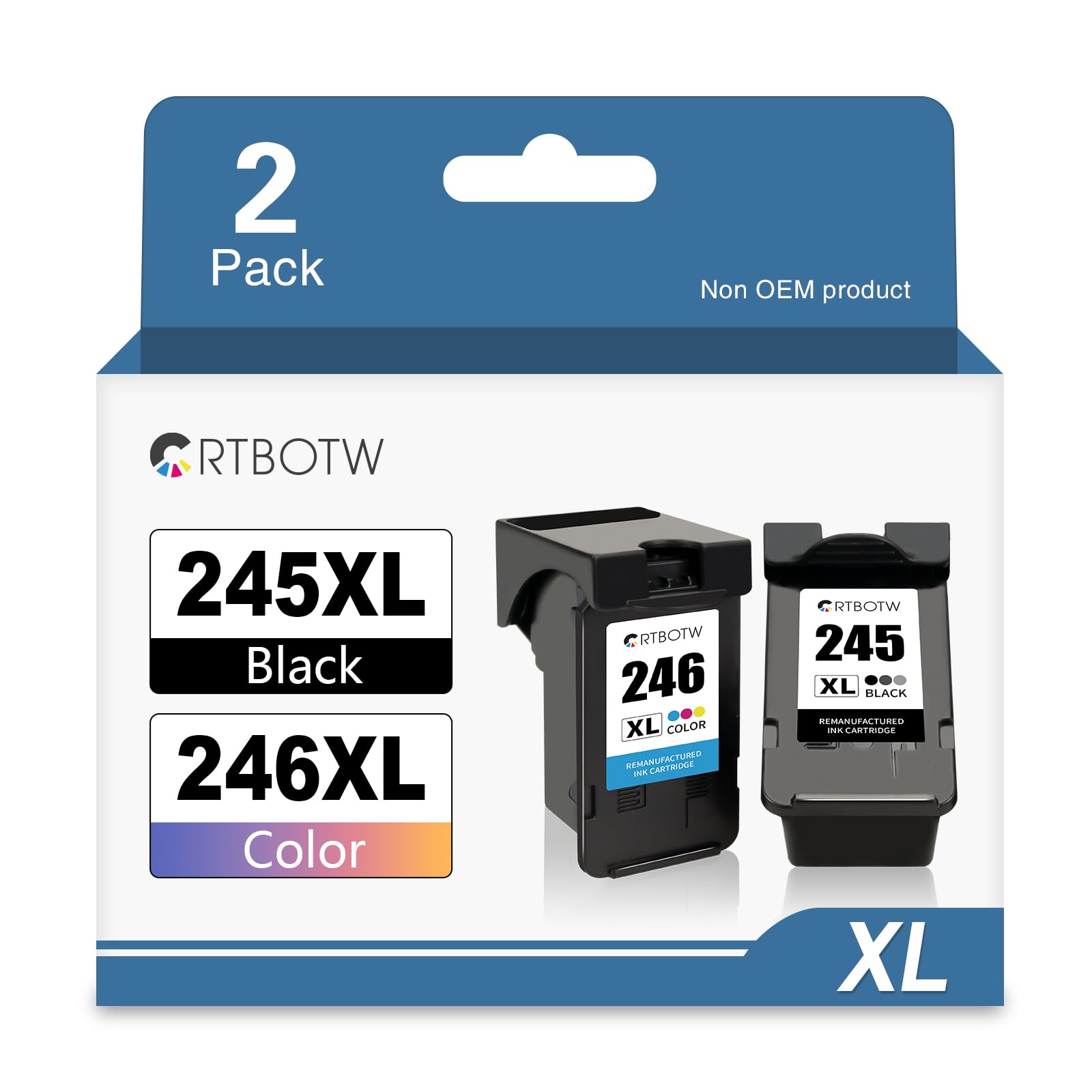 CRTBOTW Remanufactured Ink Cartridge Replacement for Canon PG-245XL CL-246XL 245 246 XL 245XL 246XL (Black&Color) use for Pixma MG2522 MX492 TR4520 MX490 MG3022 MG2922 MG3320 MG2520 TR4527 Printer