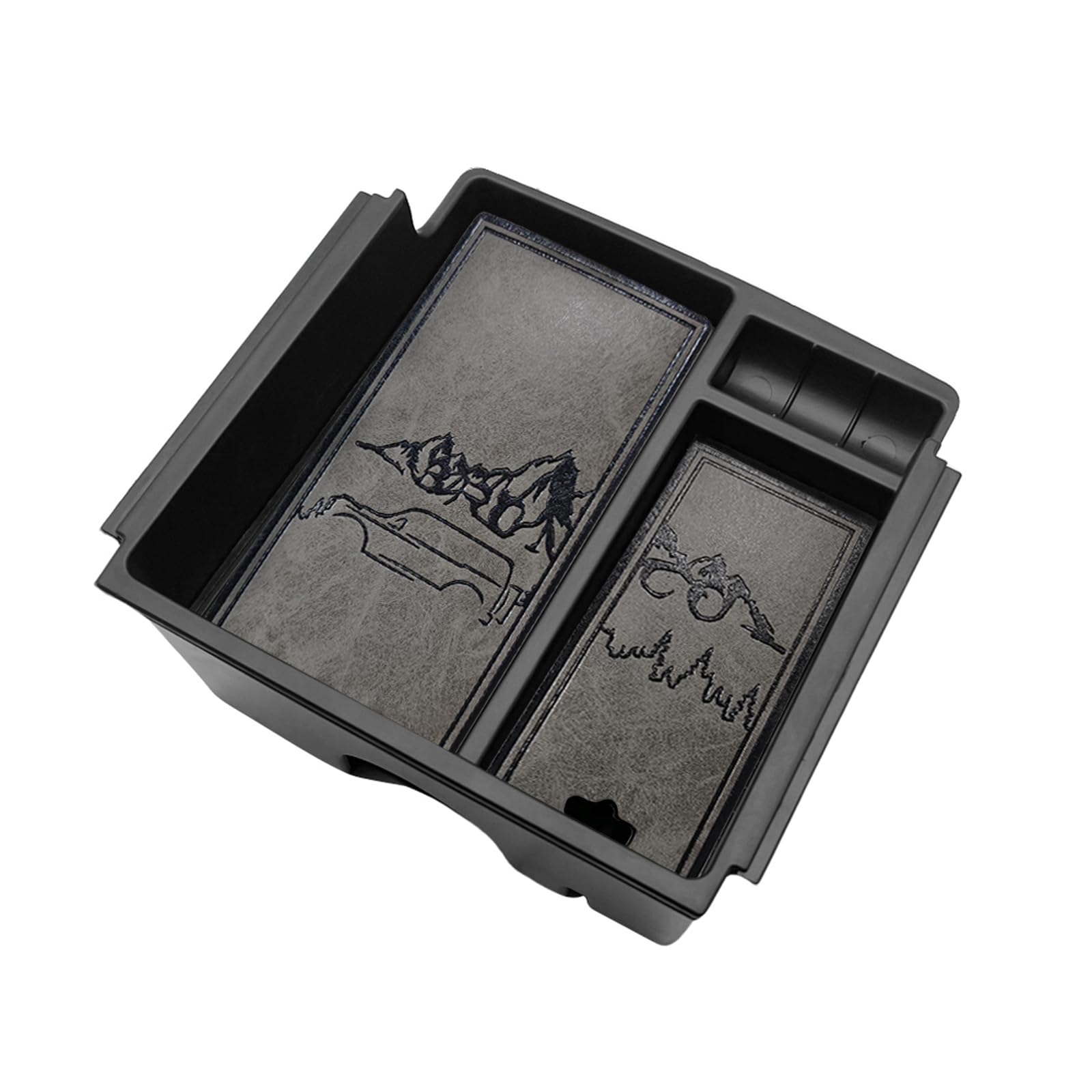 TripleAliners Center Console Organizer Compatible with 2021-2024 Ford Bronco(No for Sport) Accessories 6th Gen Bronco 2/4-Door Center Console Storage Box ABS Material with Leather Trim(V2_Retro Grey)