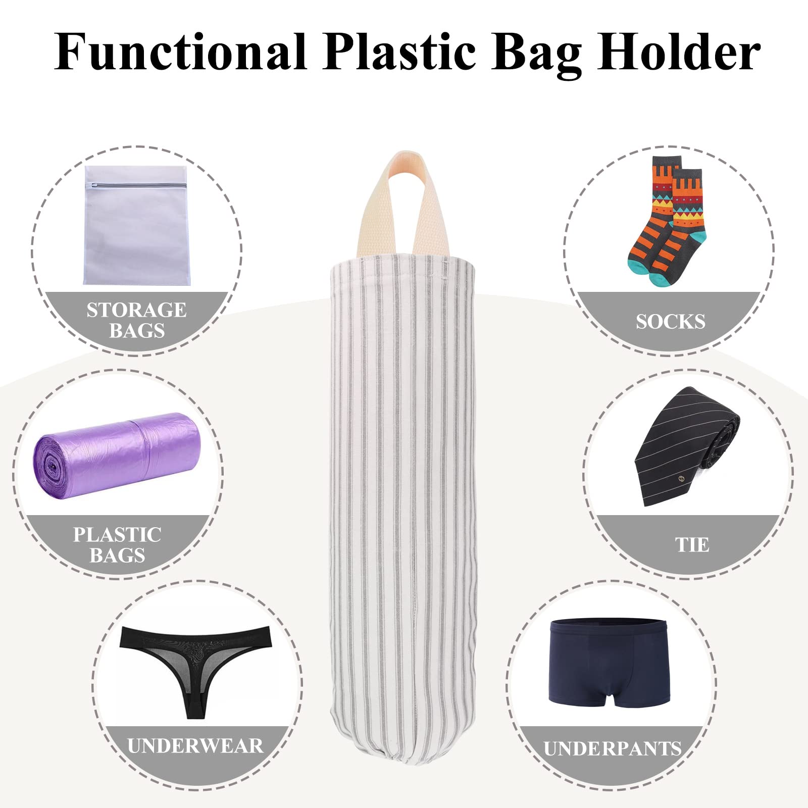 TOGETRUE Plastic Bag Holder, Wall Mount Grocery Bag Holder, Reusable Trash Bag Organizer for Home Kitchen Pantry Decor (Gray)