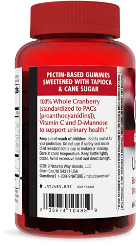 Nature's Way CranRx Gummy Urinary Health BioActive Cranberry + D-Manonse + Vitamin C, 60 Gummies
