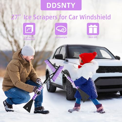DDSNTY Purple 27”Snow Brush and Detachable Ice Scraper, 1 PC Snow Brush and Ice Scraper Set,Comfortable Foam Grip,Detachable Scraper,Suitable for car SUV and Truck Purple