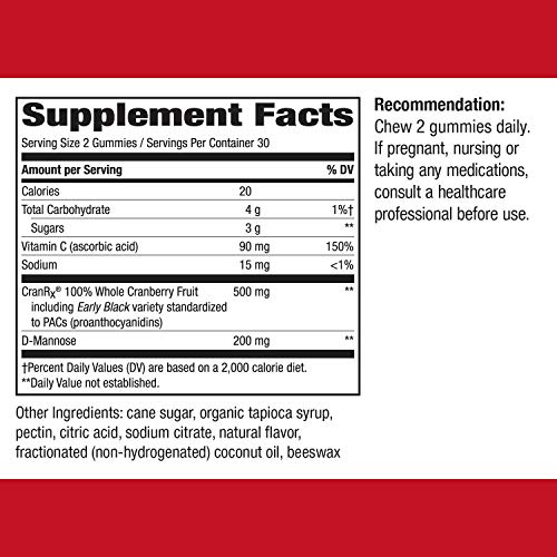 Nature's Way CranRx Gummy Urinary Health BioActive Cranberry + D-Manonse + Vitamin C, 60 Gummies