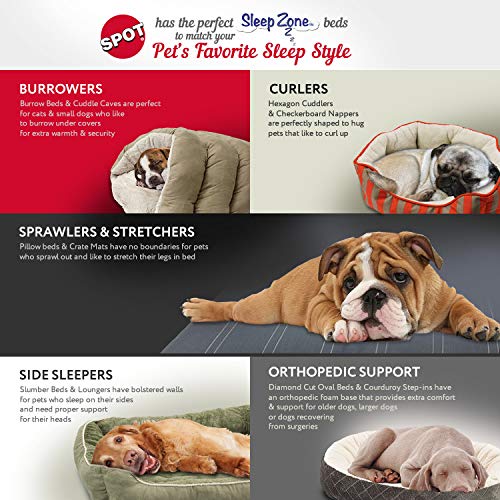 SPOT Ethical Pets Sleep Zone Carved Plush Pet Bed 21” Grey - Pet Bed for Cats and Small Dogs - Attractive, Durable, Comfortable, Washable (32924), 21x17