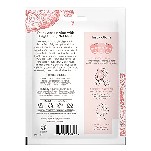 Burt's Bees Brightening Biocellulose Gel Face Mask, Mandarin