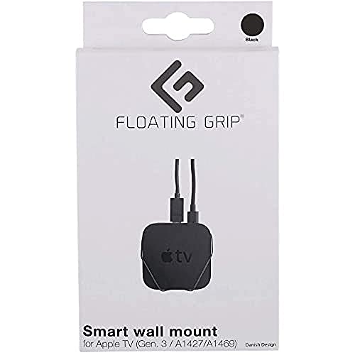 Apple TV Wall Mount by FLOATING GRIP - Wall Mount for Streaming Devices - Wall Mounting System, Cable Management, Wall displaying (Fits Apple TV gen. 3)