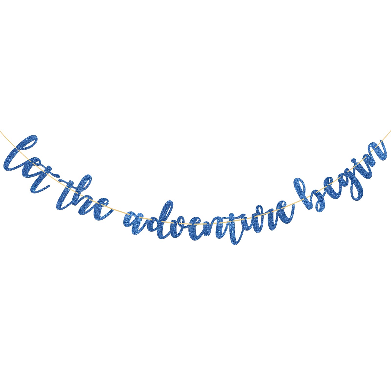 KakaSwa Let the Adventure Begin Banner, Blue Sign Decor for Baby Shower/Bridal Shower, Travel Themed Party Decoration Supplies